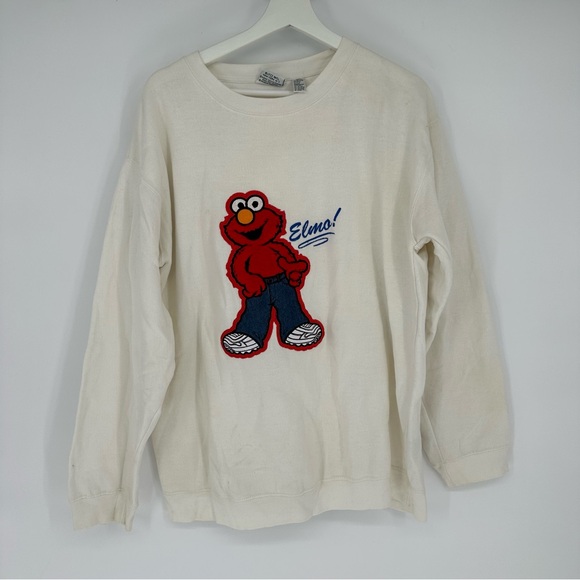 Sesame Street | Sweaters | Vintage Sesame Street Elmo White Crewneck ...
